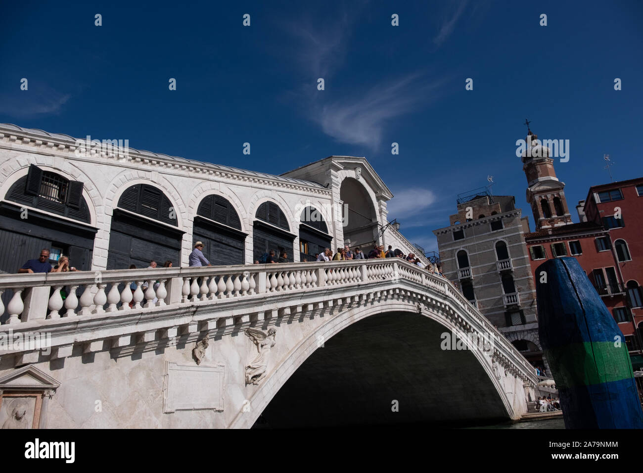 Heavily angles view of the amazing white landmark Rialto bridge of ...