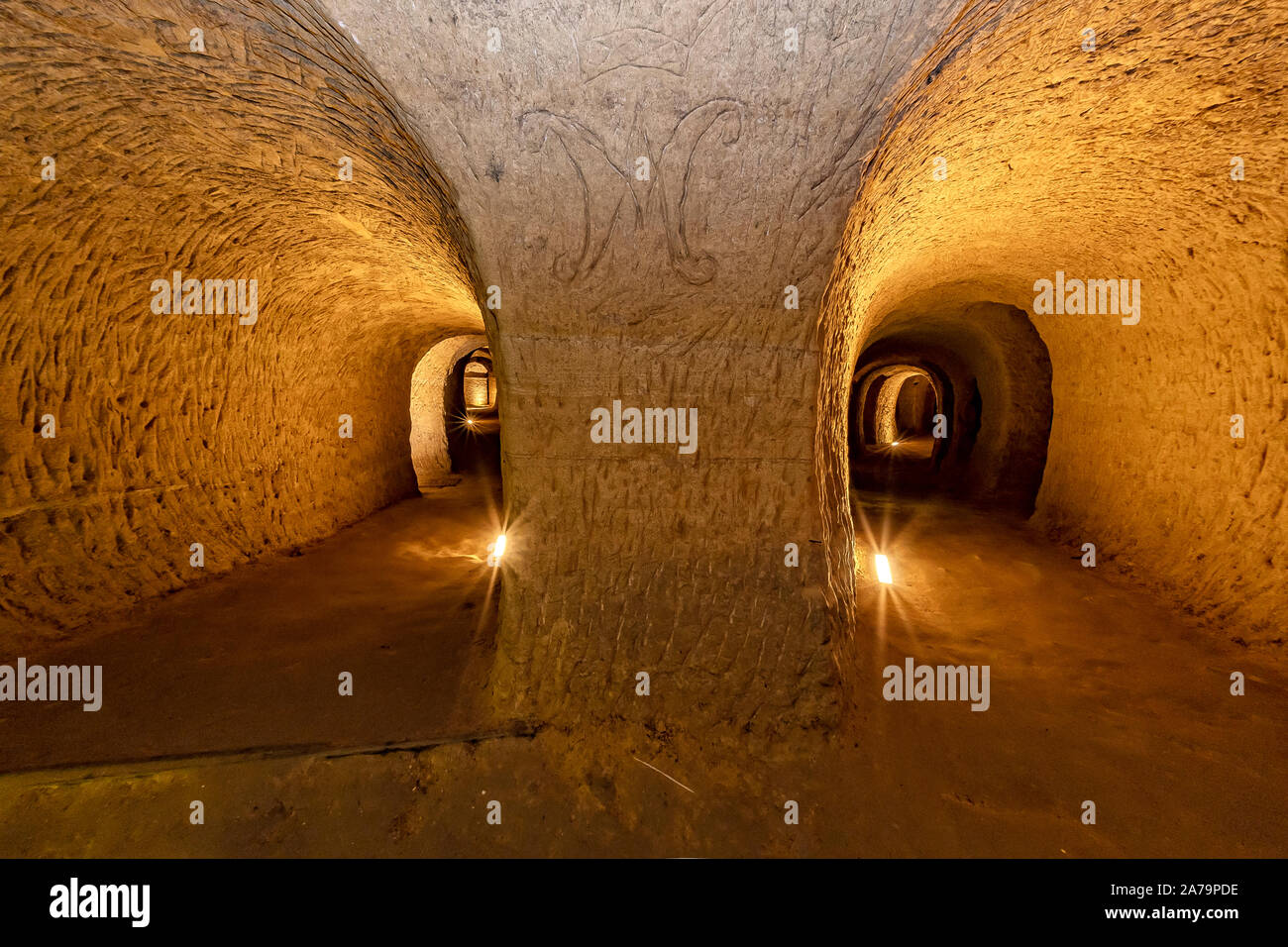 Italy Marche Osimo Grotte del Cantinone Simbolo con Corona e doppia M ...