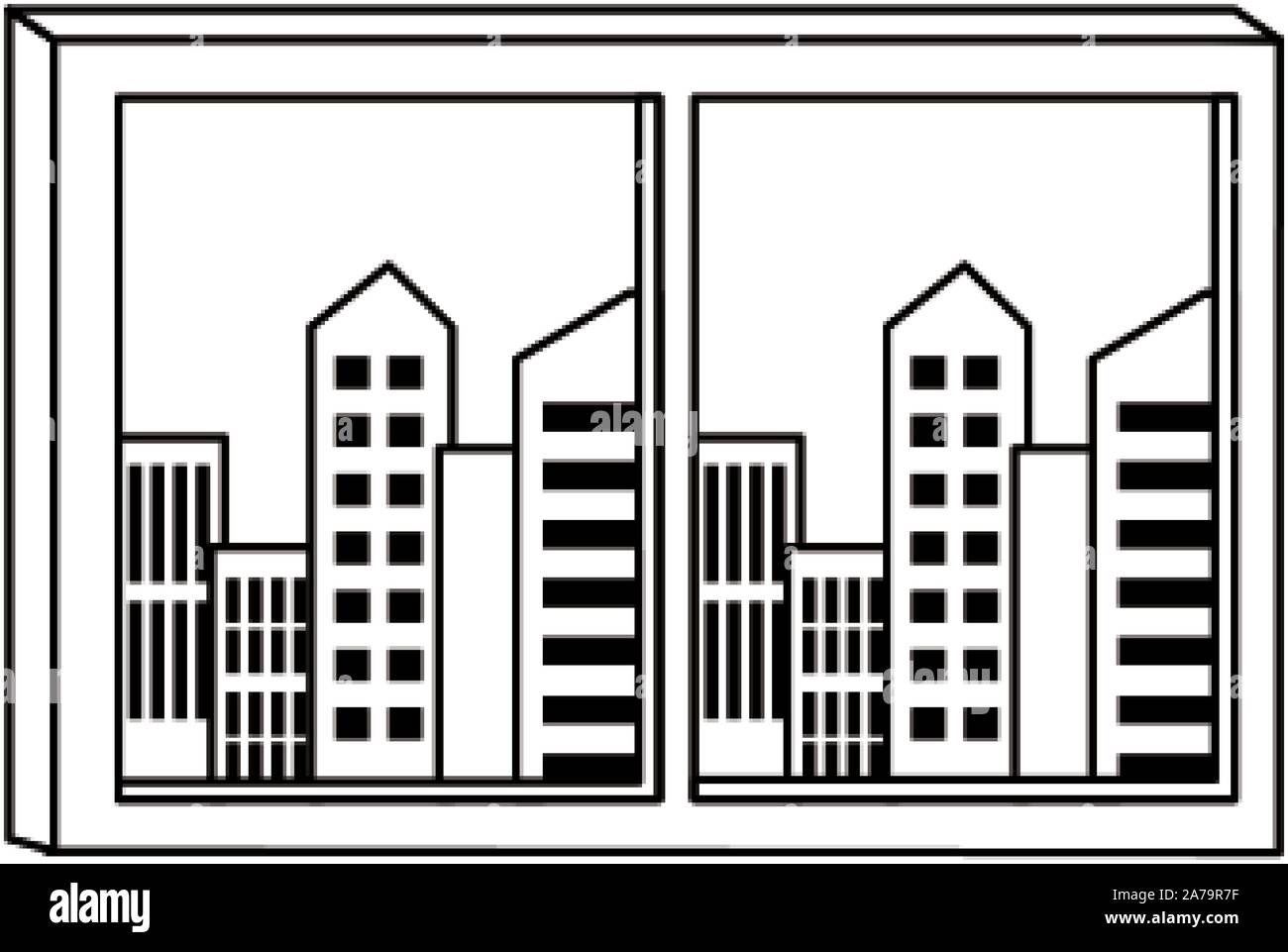 window with city buildings view, flat design Stock Vector Image & Art ...
