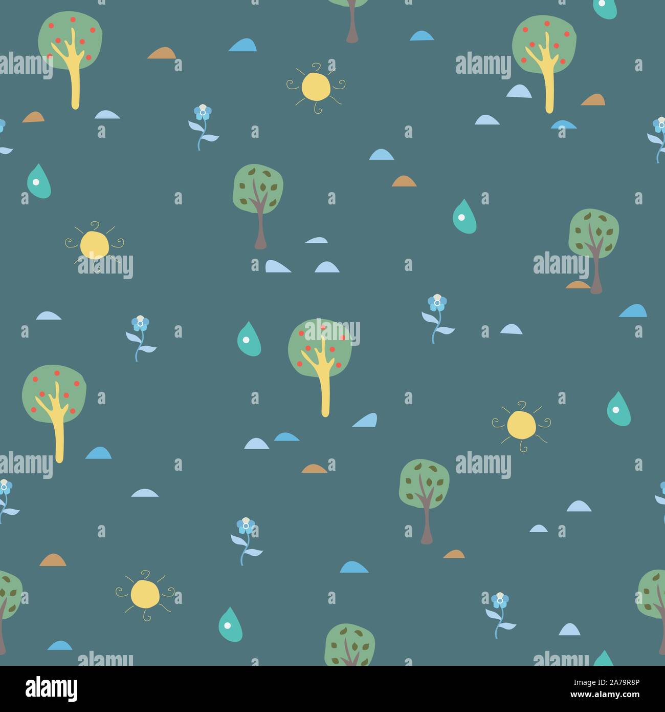 Cute Seamless Tree Pattern. Vector Illustration Stock Vector Image ...