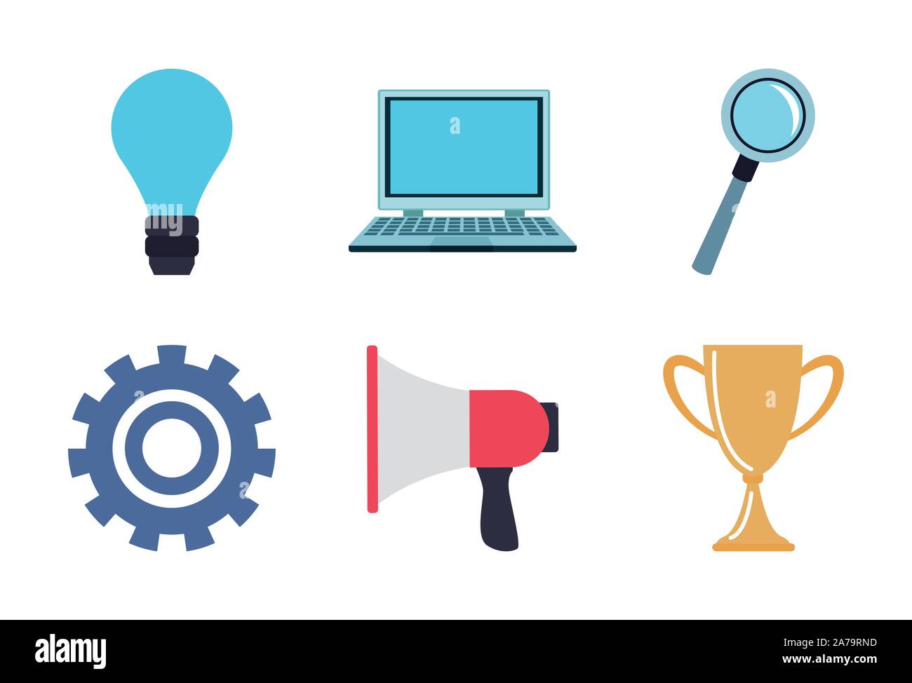 set of office elements, flat colorful design Stock Vector Image & Art ...