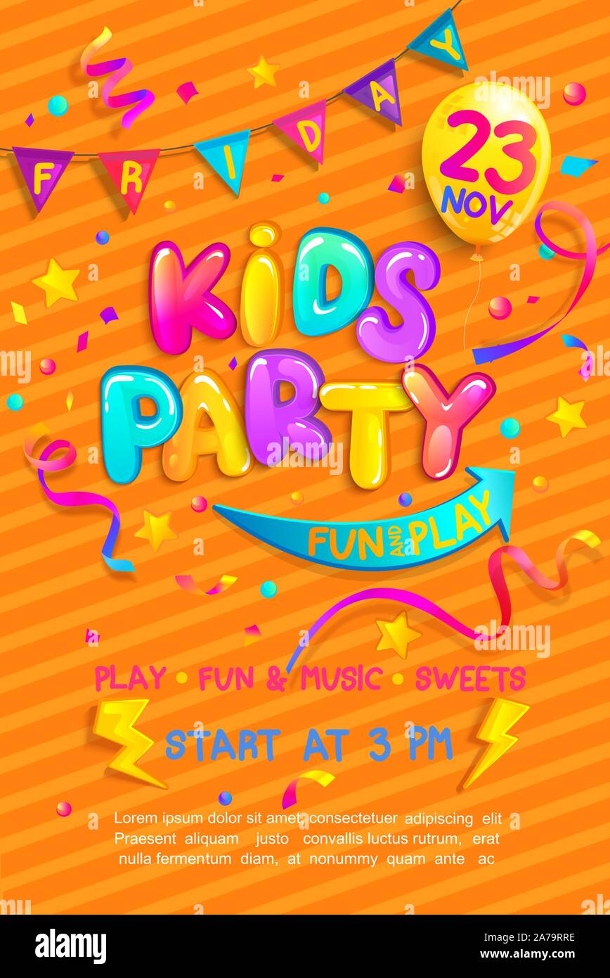 Kids party invitation flyer Stock Vector Image & Art - Alamy