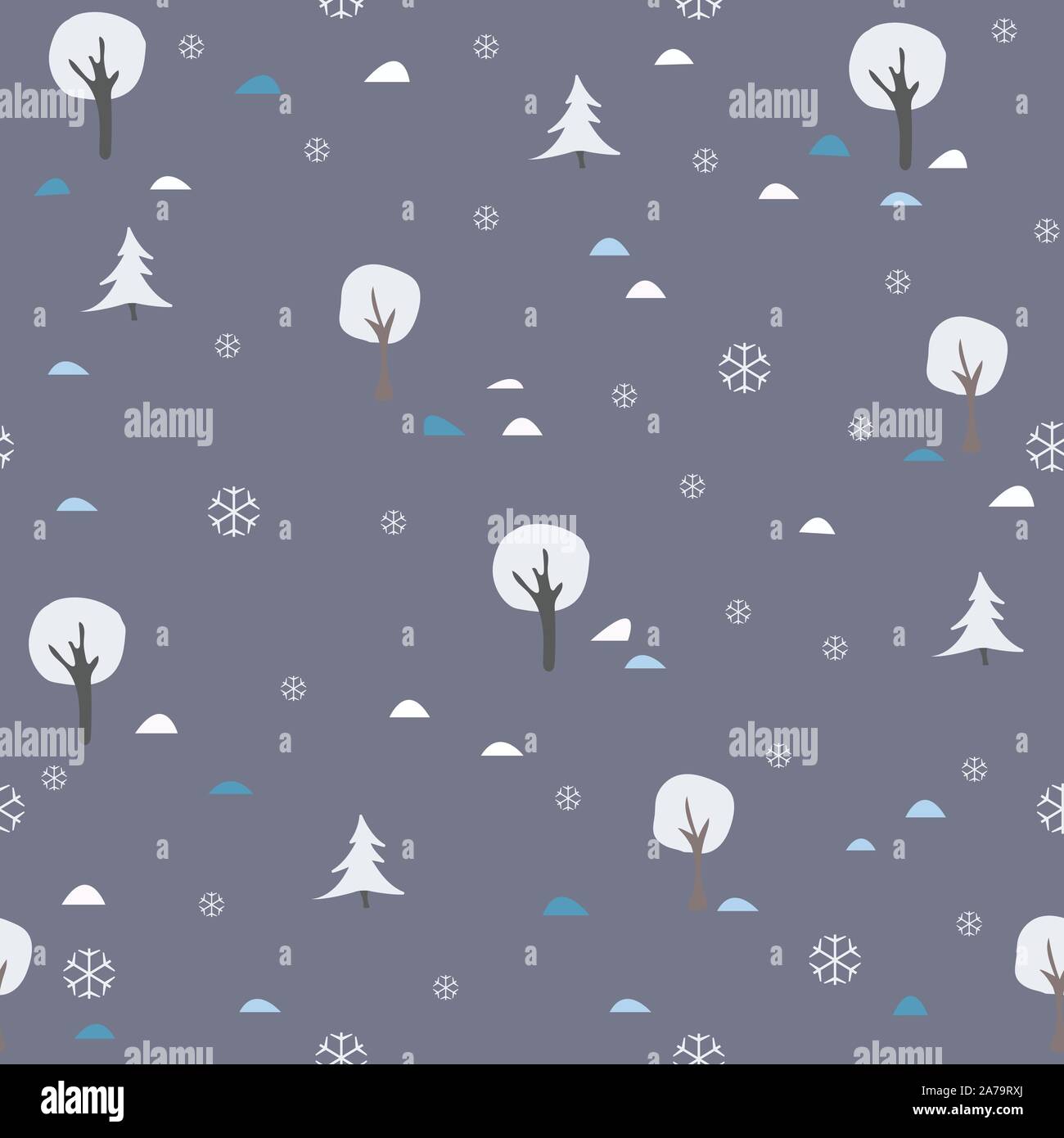 Seamless Tree Pattern with small trees, hills. Vector Illustration ...
