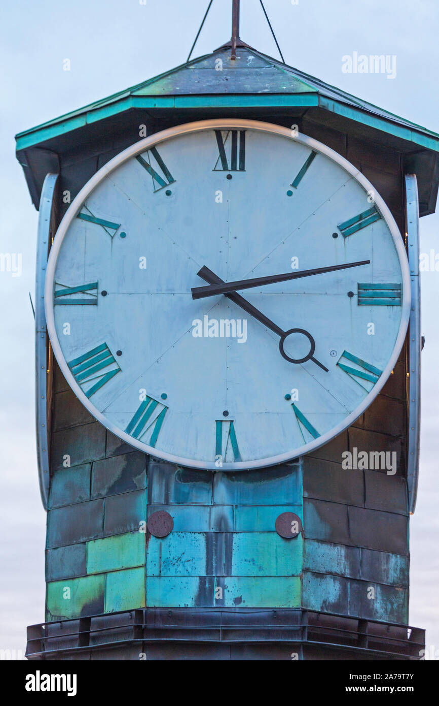 Aker Brygge Clock Tower in Oslo Norway Stock Photo - Alamy