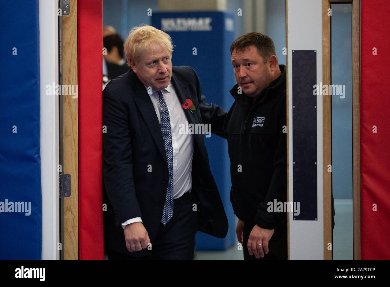 Prime Minister Boris Johnson arrives to observe a self defence class ...