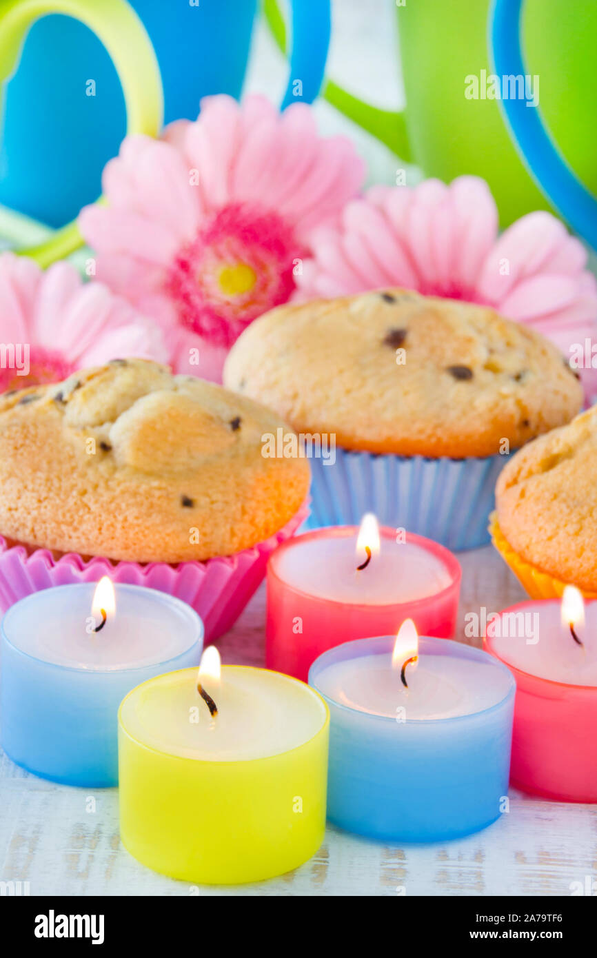 Party - decorations and muffins Stock Photo - Alamy