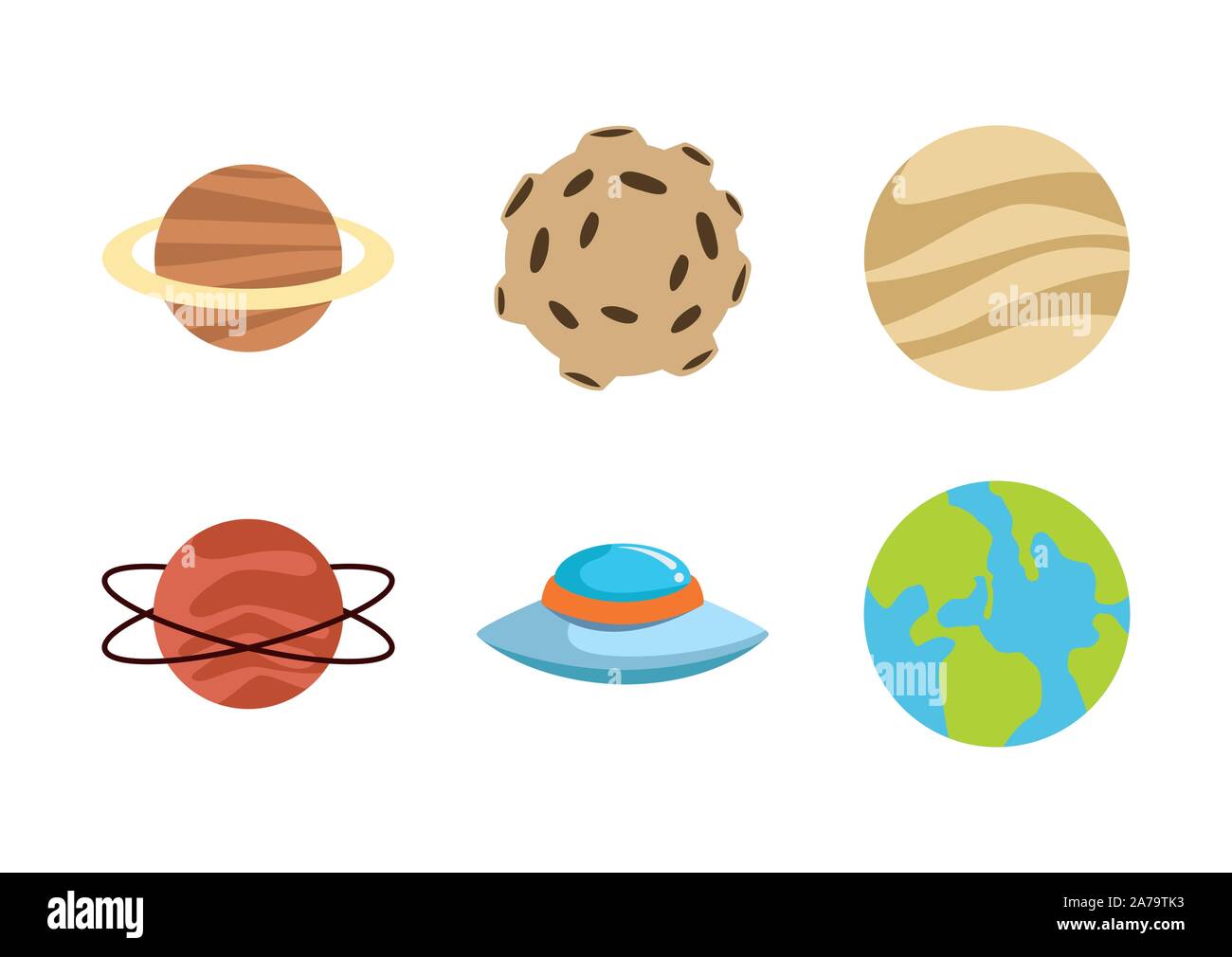 icon set of planets and moon, colorful design Stock Vector Image & Art ...