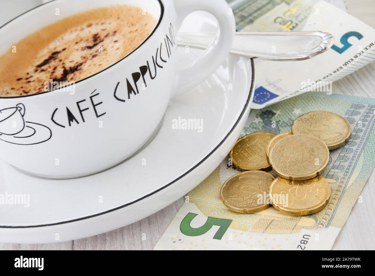Coffee price and tip close up Stock Photo - Alamy