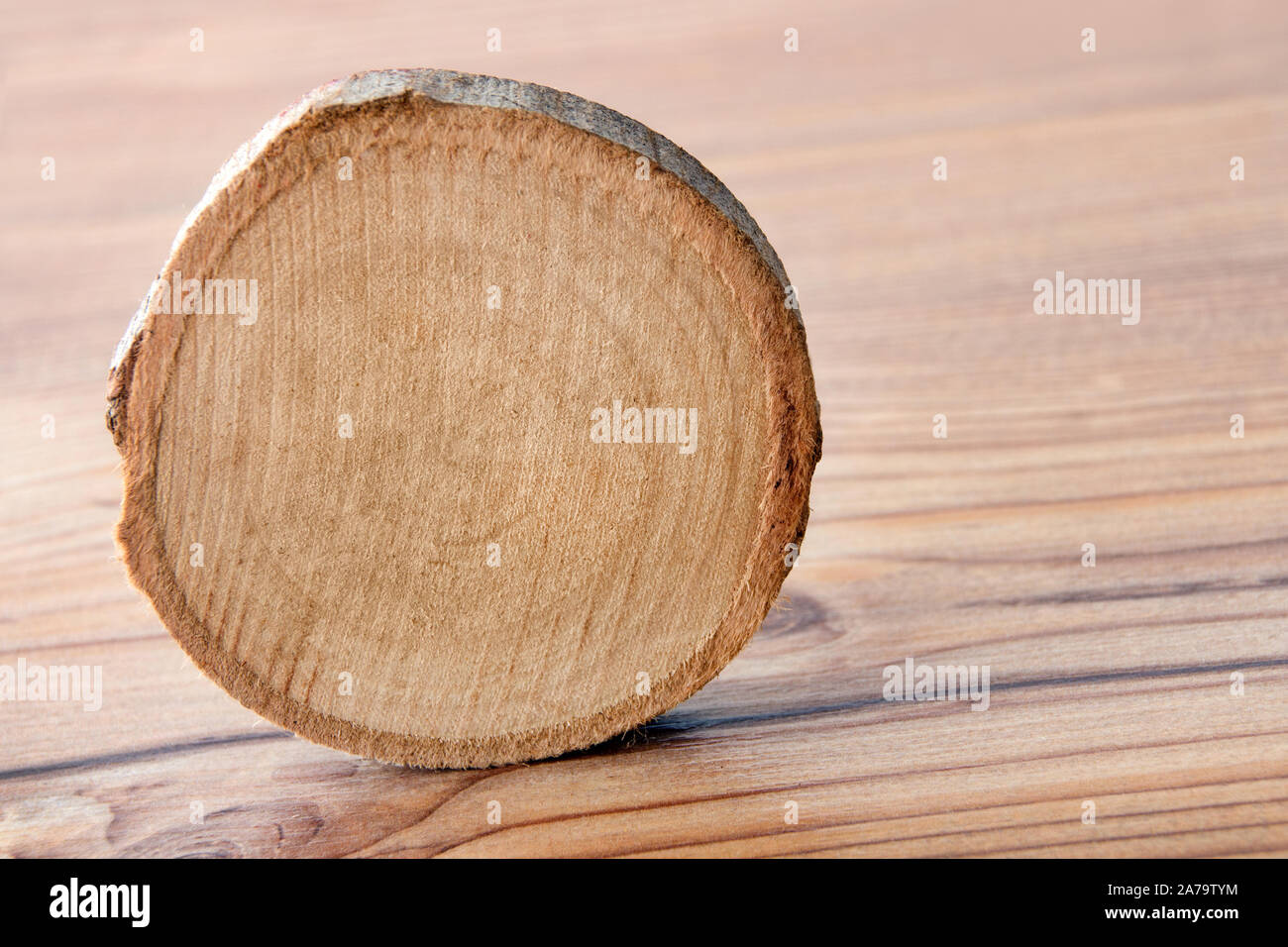 Wooden disc as background with copy space Stock Photo - Alamy