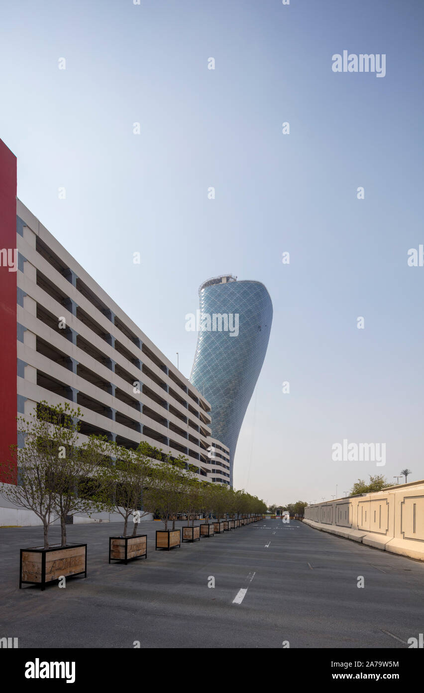 Capital Gate, also known as the Leaning Tower of Abu Dhabi, a ...