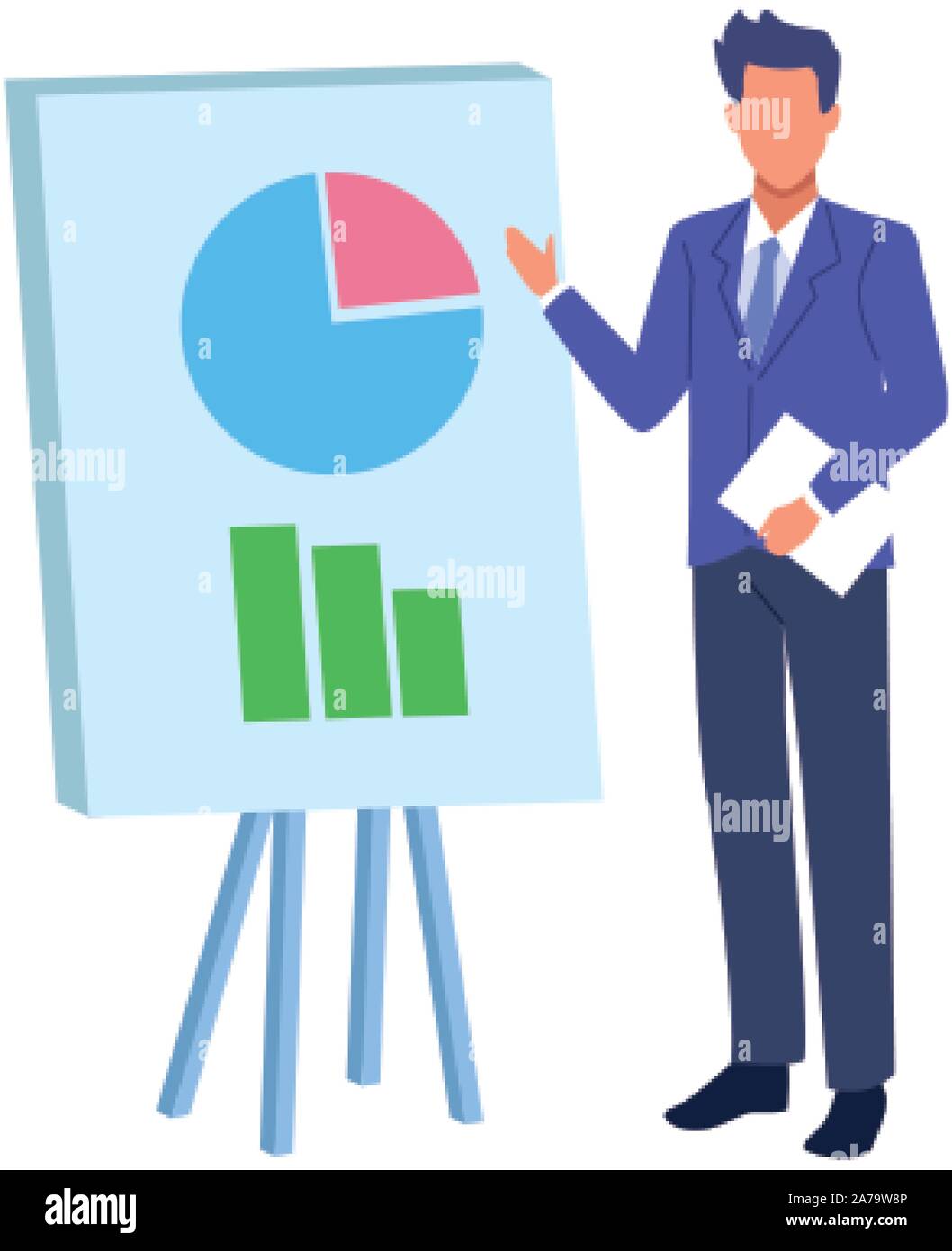 avatar businessman showing report graphic chart board Stock Vector ...