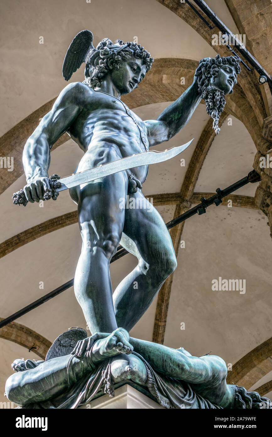 FLORENCE, TUSCANY/ITALY - OCTOBER 19 : Statue of Perseus holding the ...