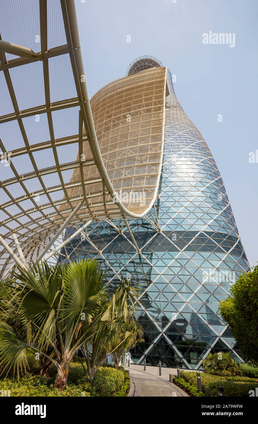 Capital Gate, also known as the Leaning Tower of Abu Dhabi, a ...