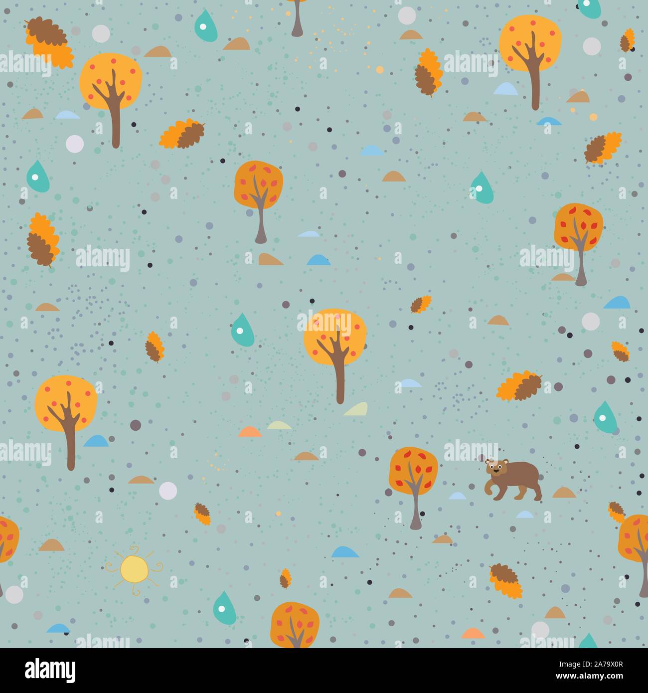 Seamless Pattern with beautiful trees. Vector Illustration Stock Vector ...