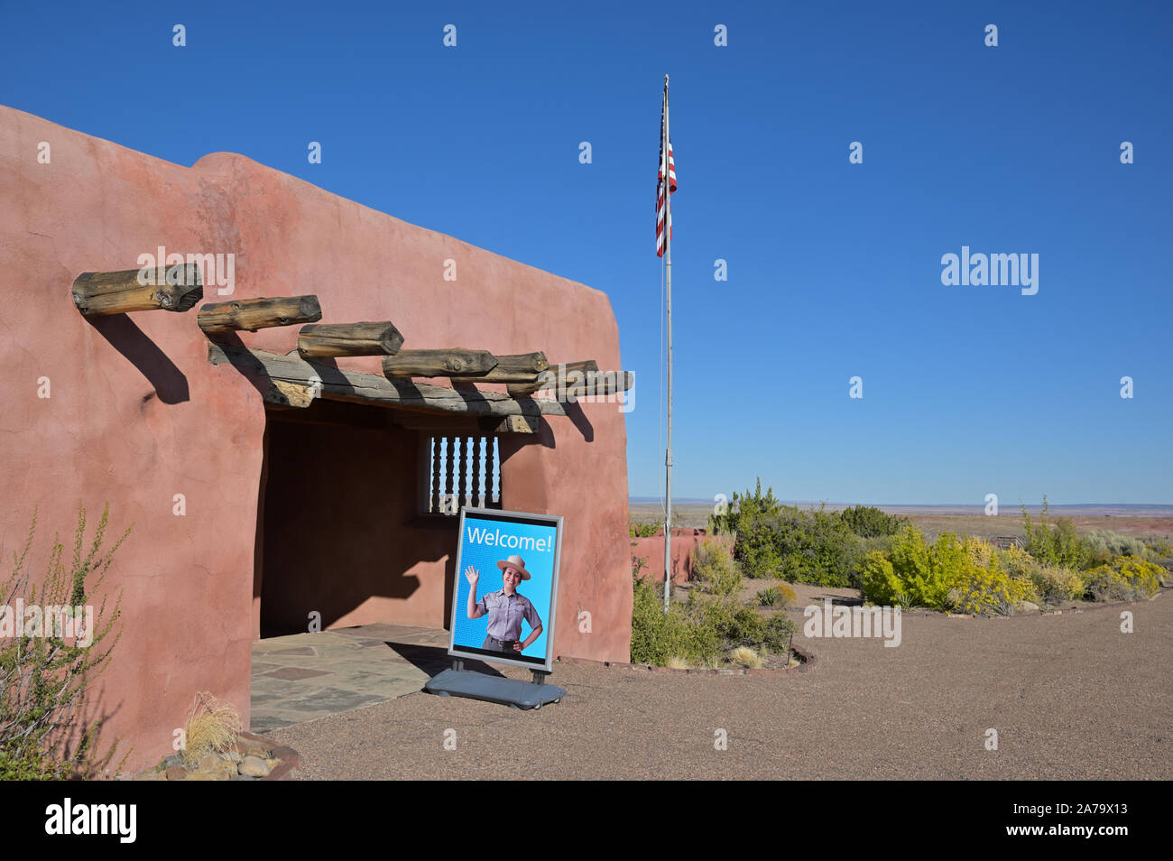 The historic Painted Desert Inn, Petrified Forest NP, AZ Stock Photo ...