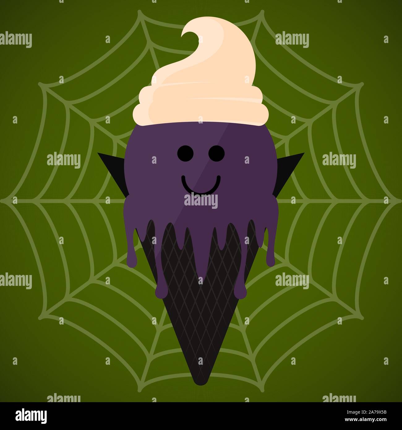 Monster shape ice cream cone. Halloween season - Vector illustration ...