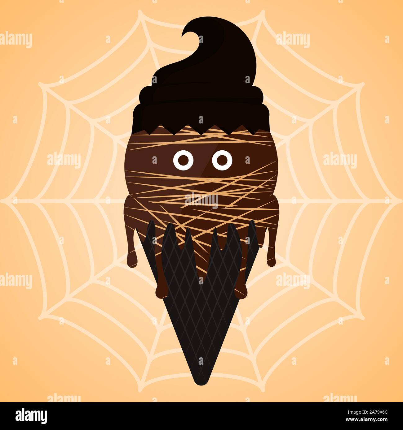 Monster shape ice cream cone. Halloween season - Vector illustration ...