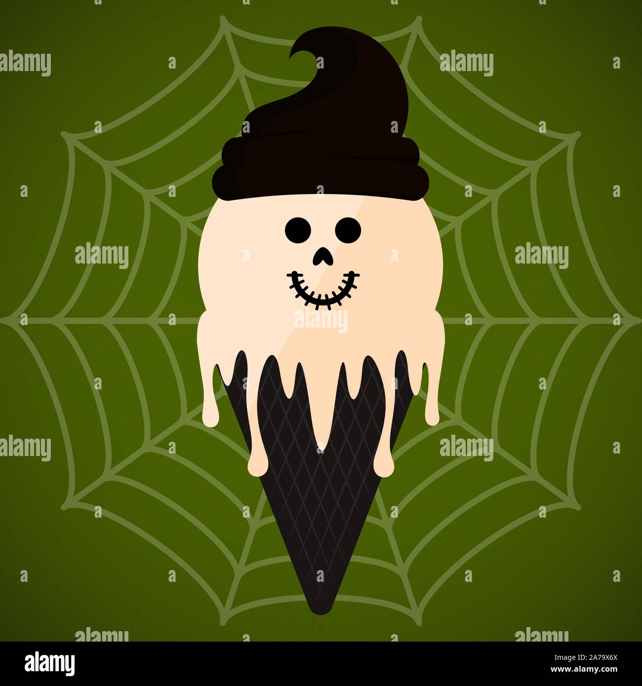 Monster shape ice cream cone. Halloween season - Vector illustration ...