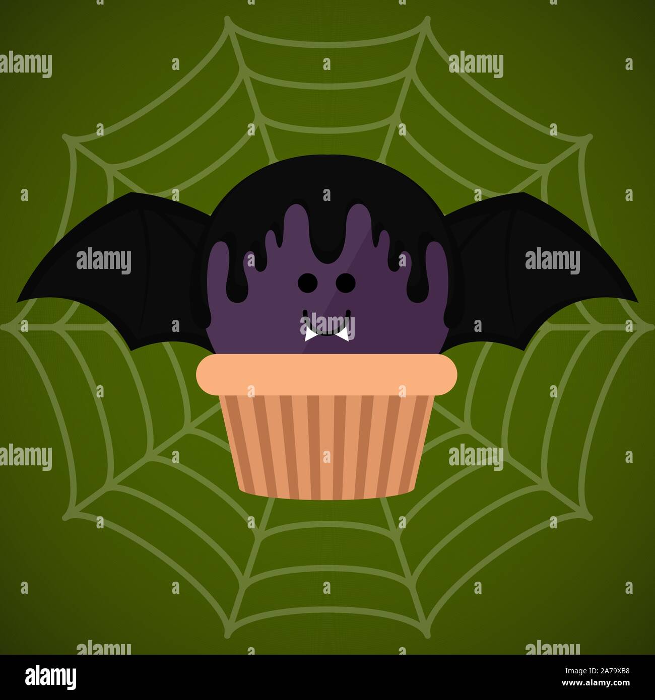 Halloween cupcake with a monster - Vector illustration Stock Vector ...
