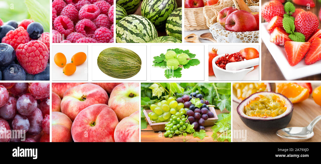 Different Fruit collage as background Stock Photo - Alamy