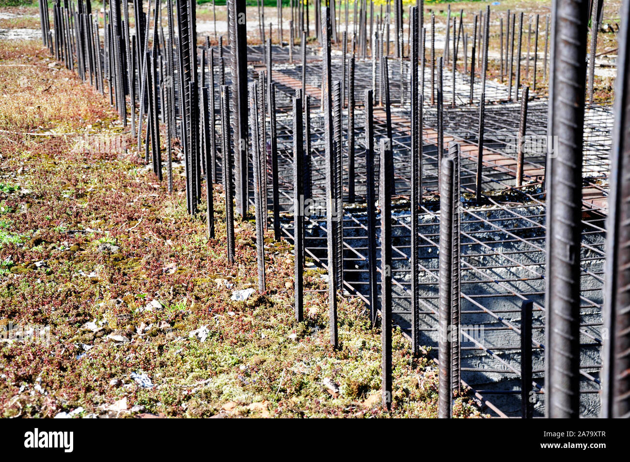 The foundations of the building, apartment building constructions, with ...