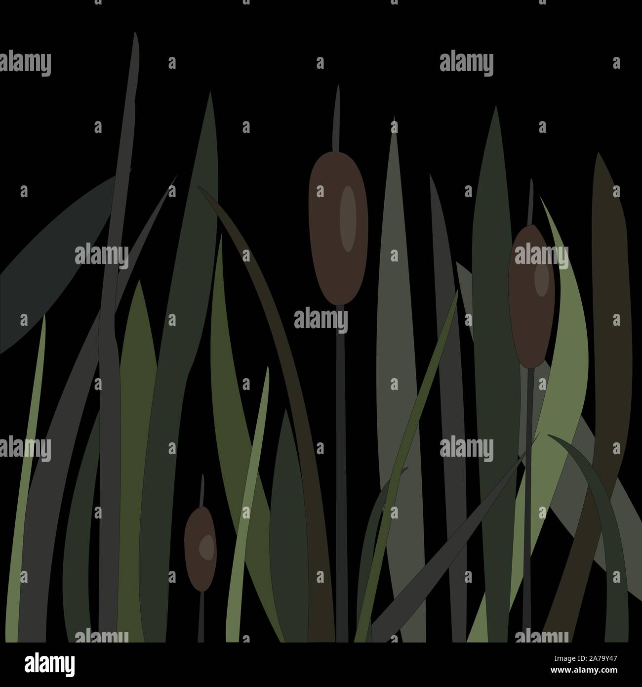 Bush of Swamp Reed on a Lake. vector Illustration Stock Vector Image ...