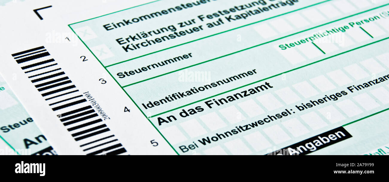 German Tax form as banner background Stock Photo - Alamy