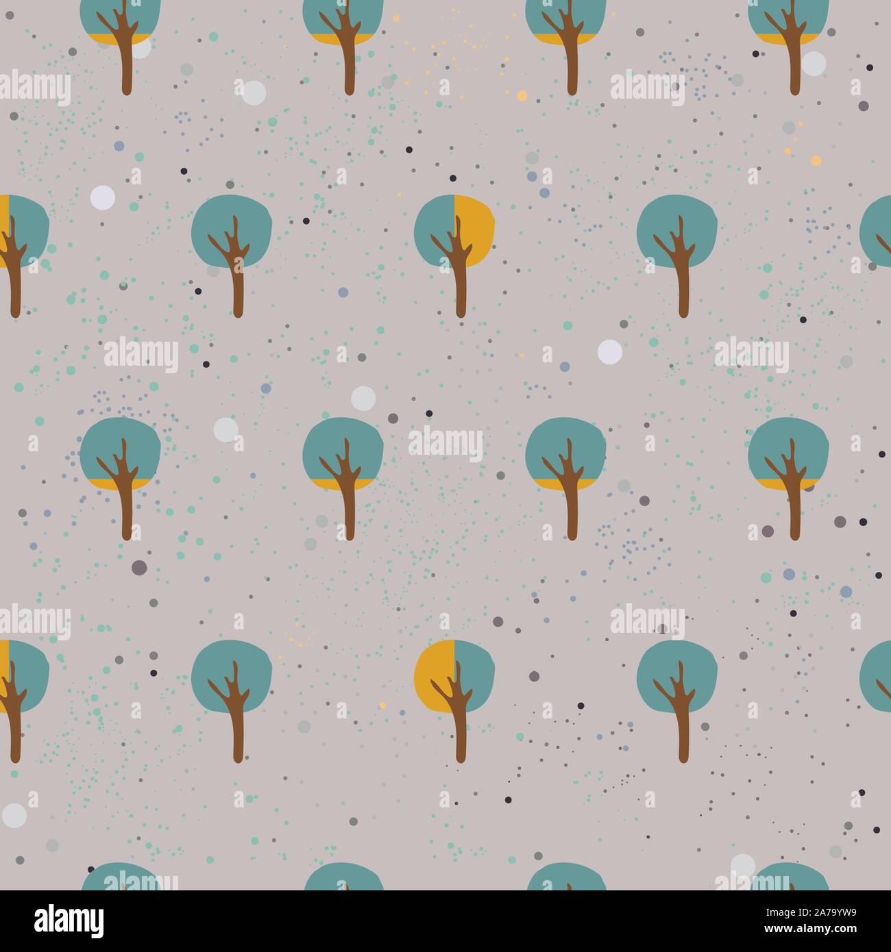 Small Tree Seamless Pattern. Small Sized trees. Vector Illustration ...