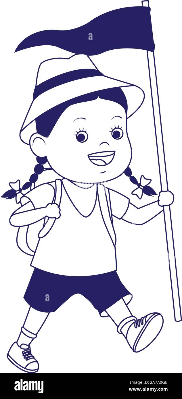 cartoon explorer girl with a flag Stock Vector Image & Art - Alamy