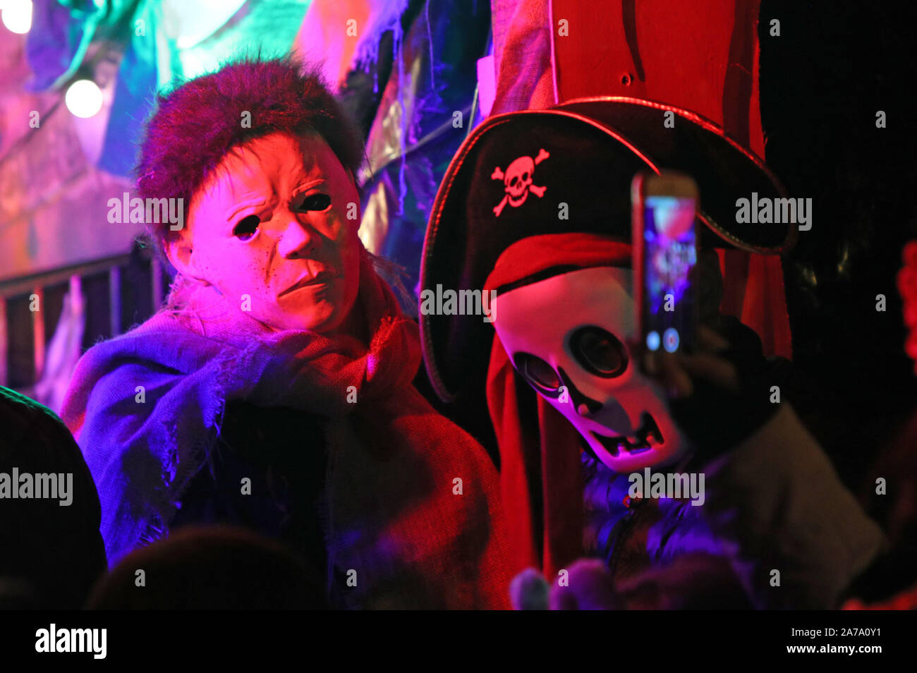 Guests arrive at a Halloween party hosted by Jonathan Ross at his house ...