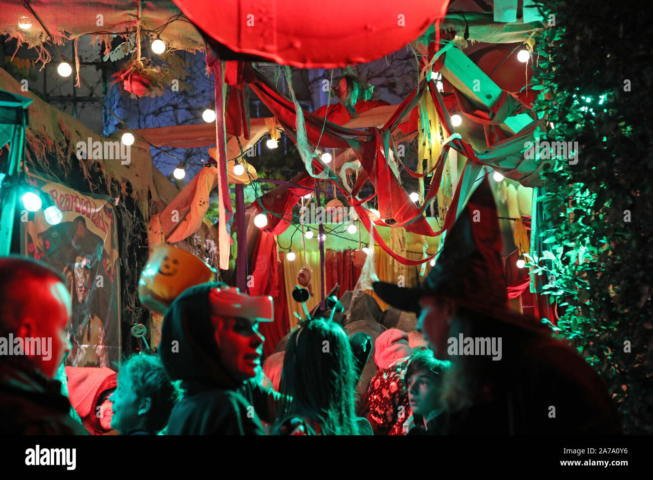 Guests arrive at a Halloween party hosted by Jonathan Ross at his house ...