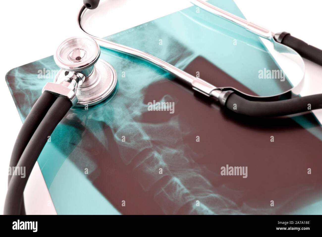 X-ray image spine with stethoscope background Stock Photo - Alamy