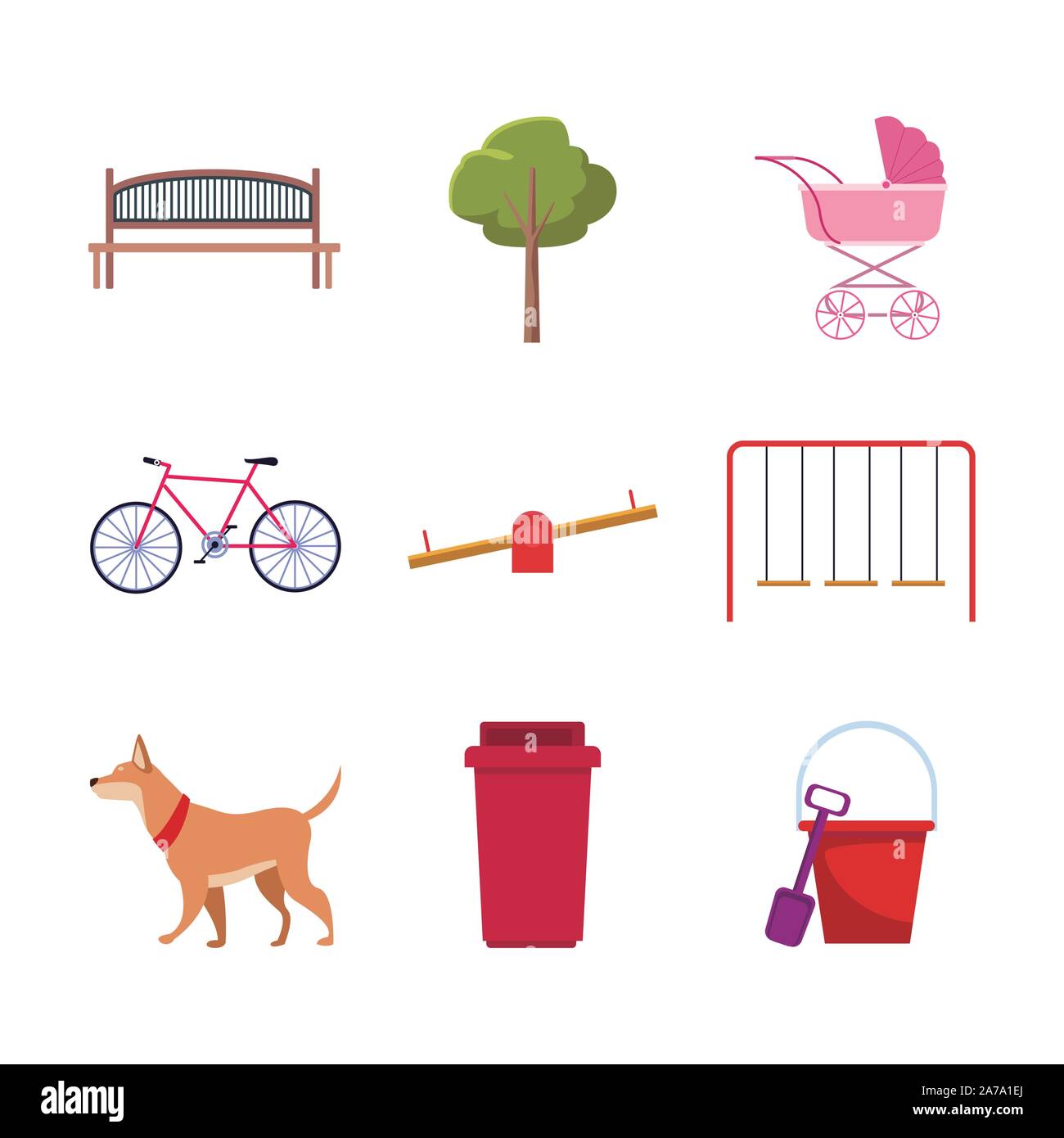 set of park objects and dog, flat design Stock Vector Image & Art - Alamy