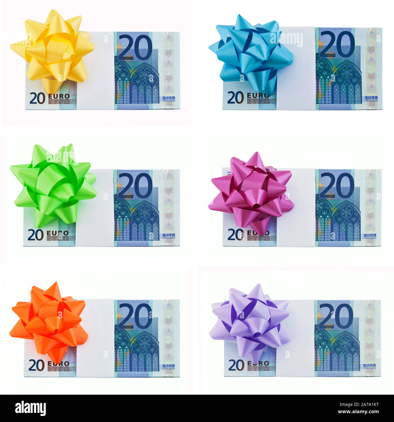 Euro banknotes with gift ribbon as collage Stock Photo - Alamy