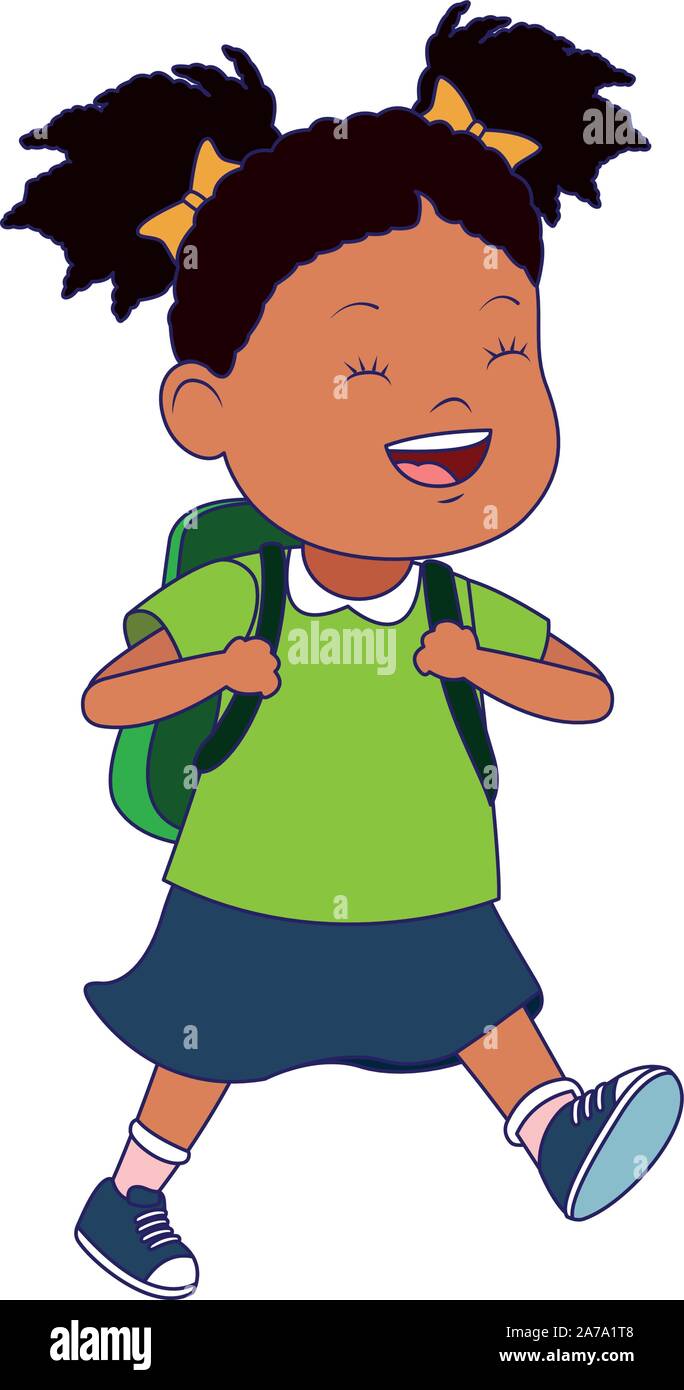 cartoon girl smiling with a backpack icon Stock Vector Image & Art - Alamy
