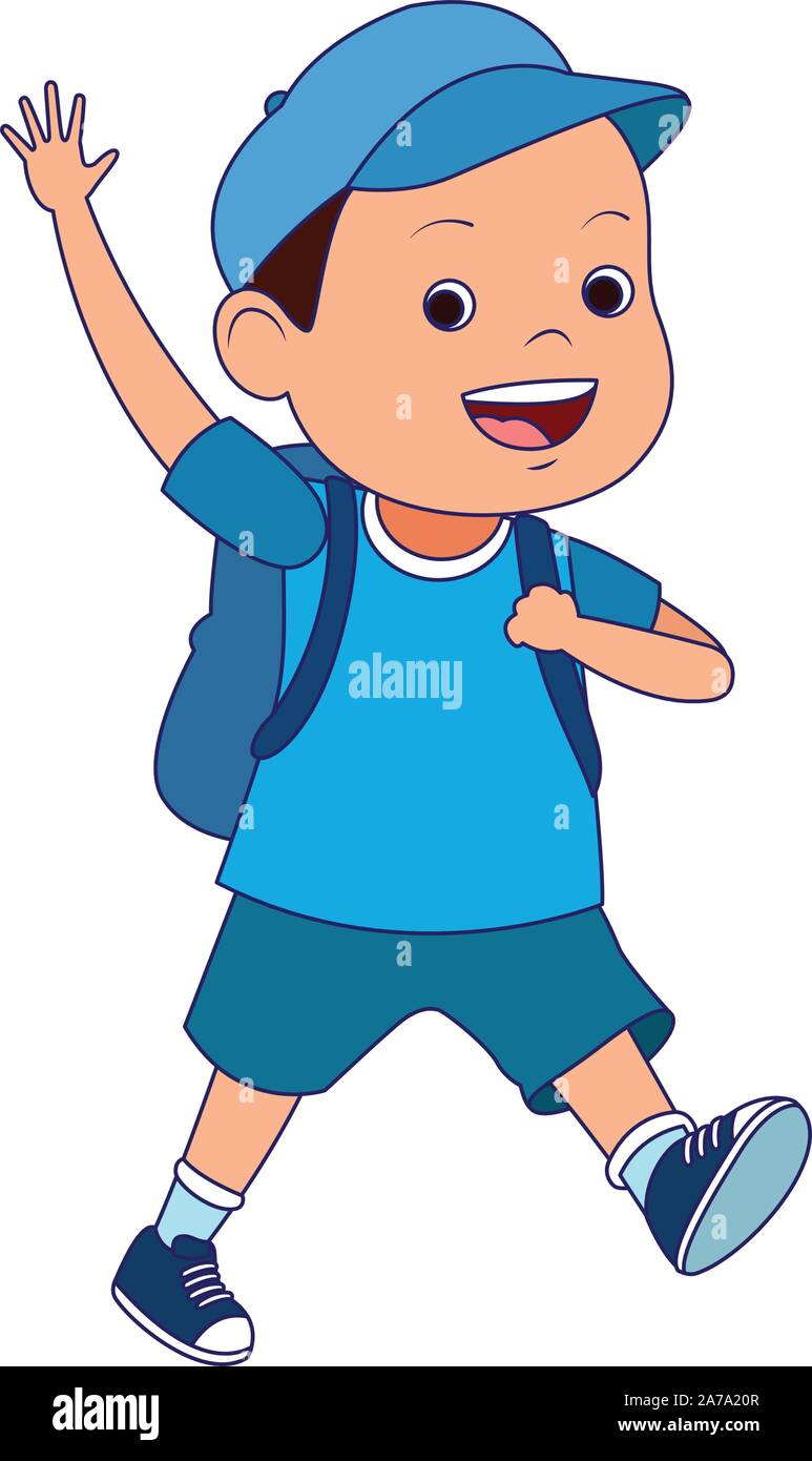 happy little boy walking and waving Stock Vector Image & Art - Alamy
