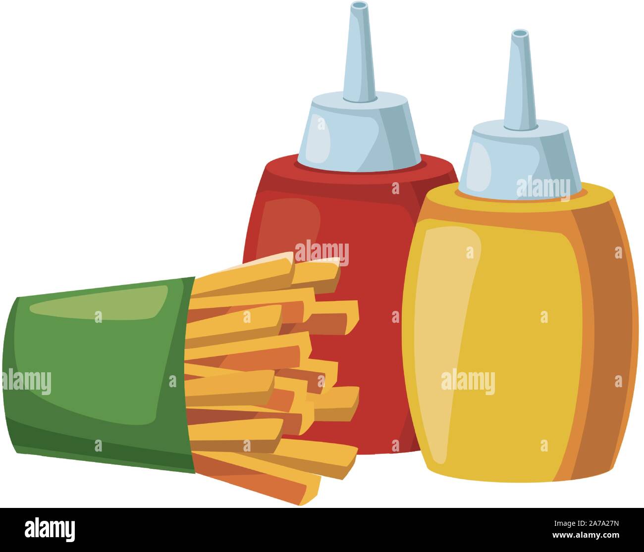french fries and sauces bottles, fast food design Stock Vector Image ...