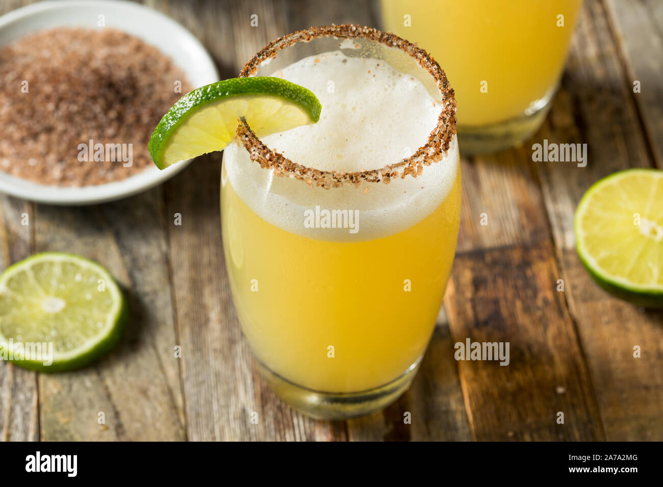 Mexican Beer and Lime Michelada Cocktail with Salt Stock Photo - Alamy