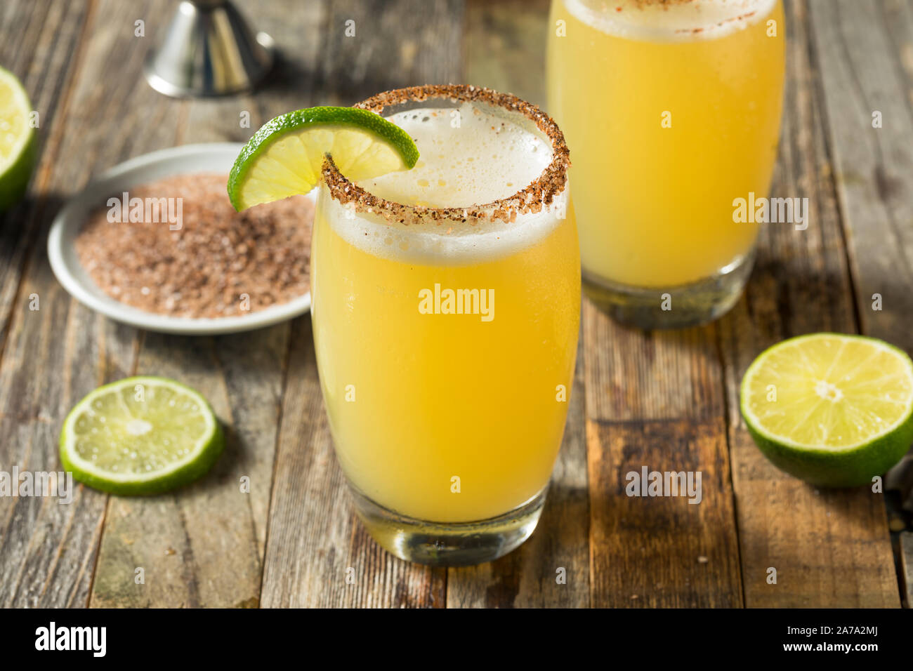 Mexican Beer and Lime Michelada Cocktail with Salt Stock Photo - Alamy