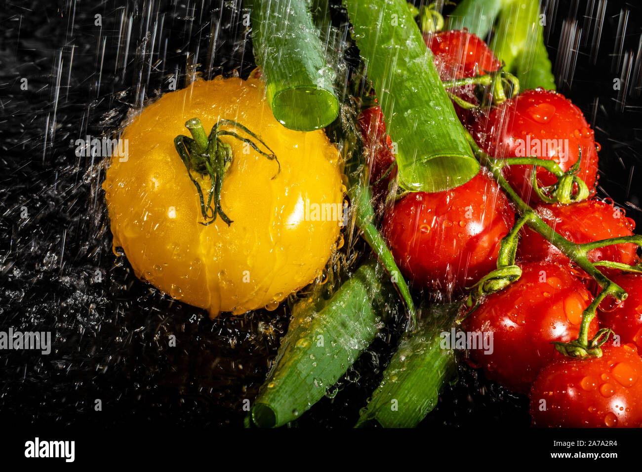 vegetable under flowing water Stock Photo - Alamy