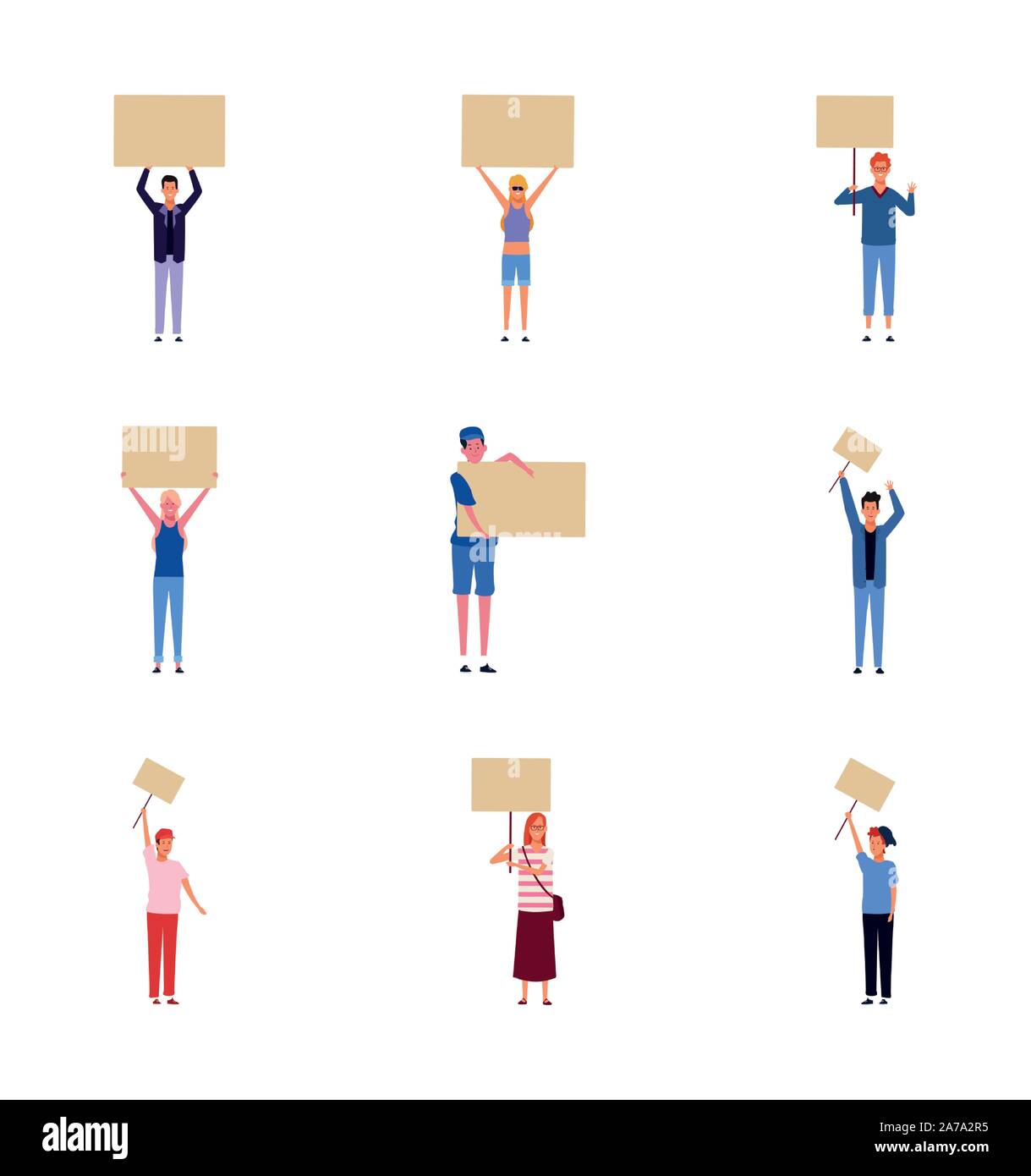 icon set of people with blank posters Stock Vector Image & Art - Alamy