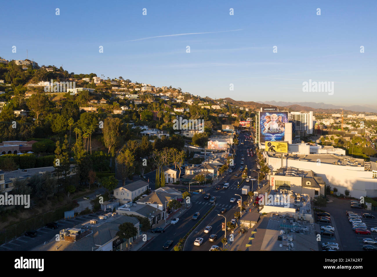 Aerial view of the Sunset Strip, Los Angeles, California Stock Photo ...