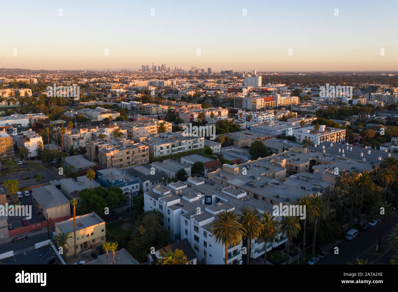Aerial Views of Hollywood, California at sunset Stock Photo - Alamy