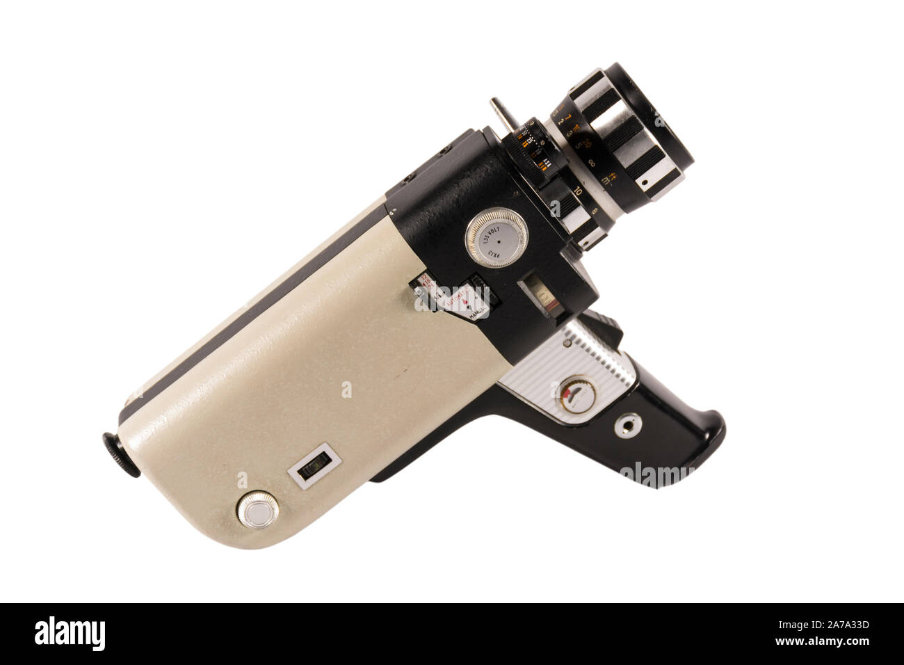Old 8 mm film camera isolated on white background Stock Photo - Alamy