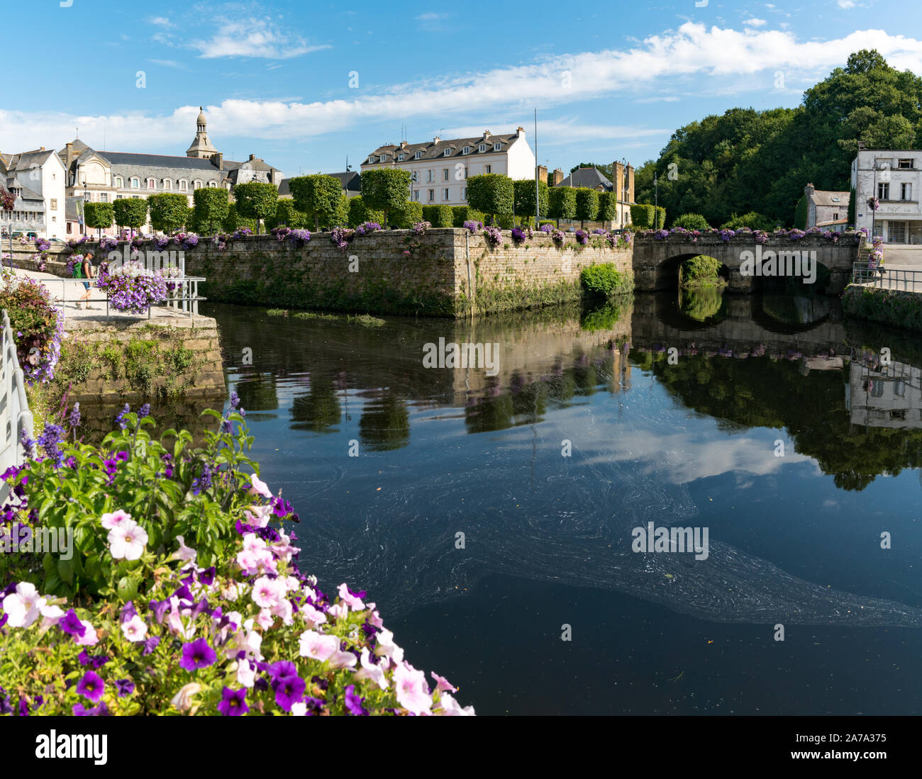 Quimperle, Finistere / France - 24 August 2019: the river Laita and ...