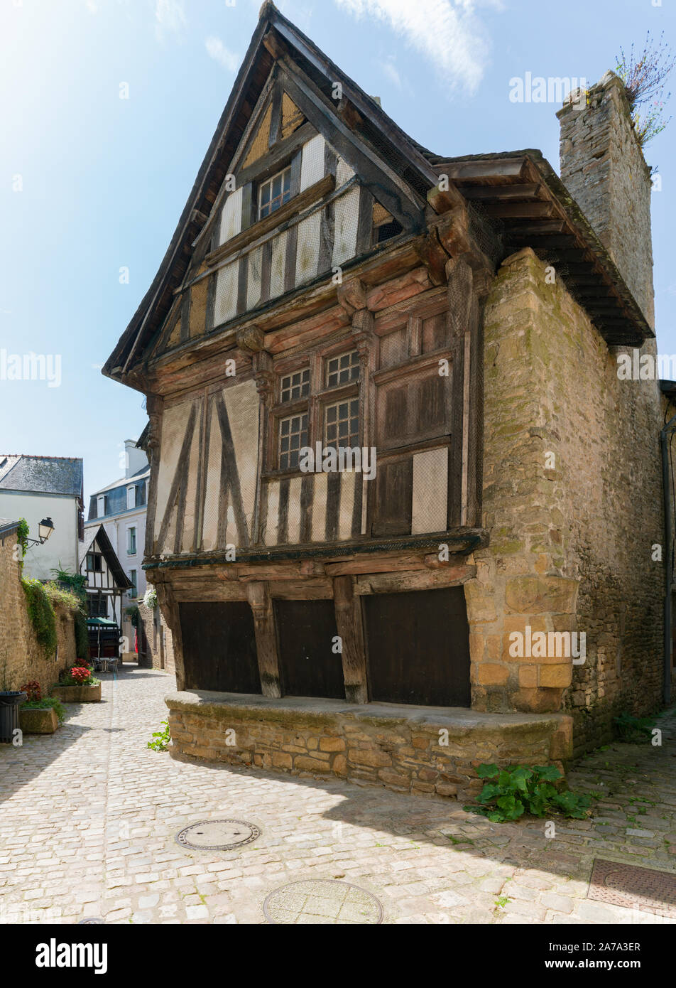 Quimperle, Finistere / France - 24 August 2019: the historic old town ...