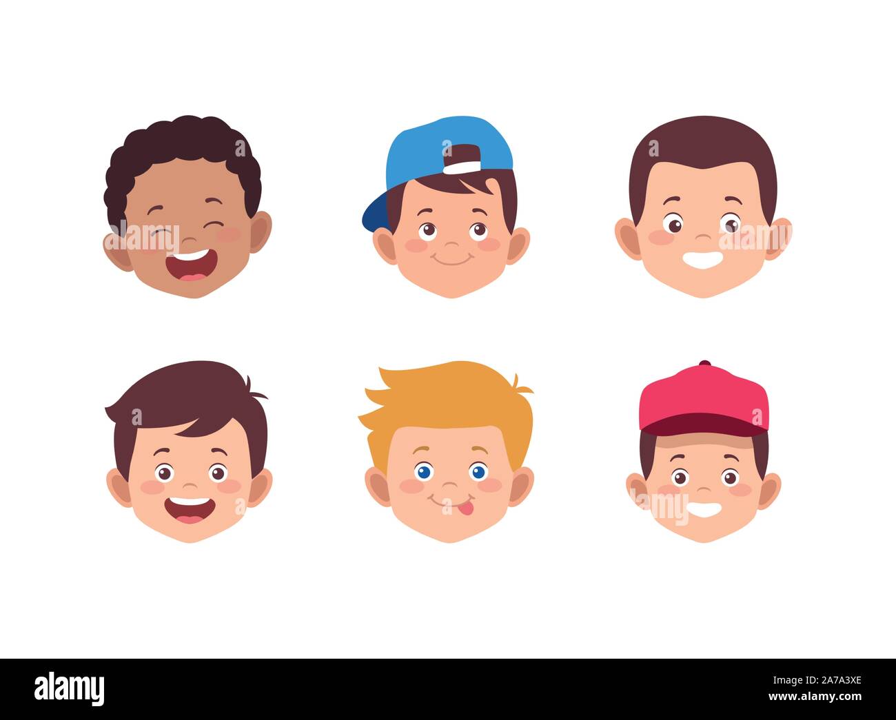 icon set of cartoon kids faces, colorful design Stock Vector Image ...