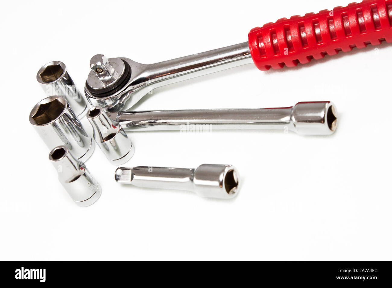Socket wrench set on white background Stock Photo - Alamy
