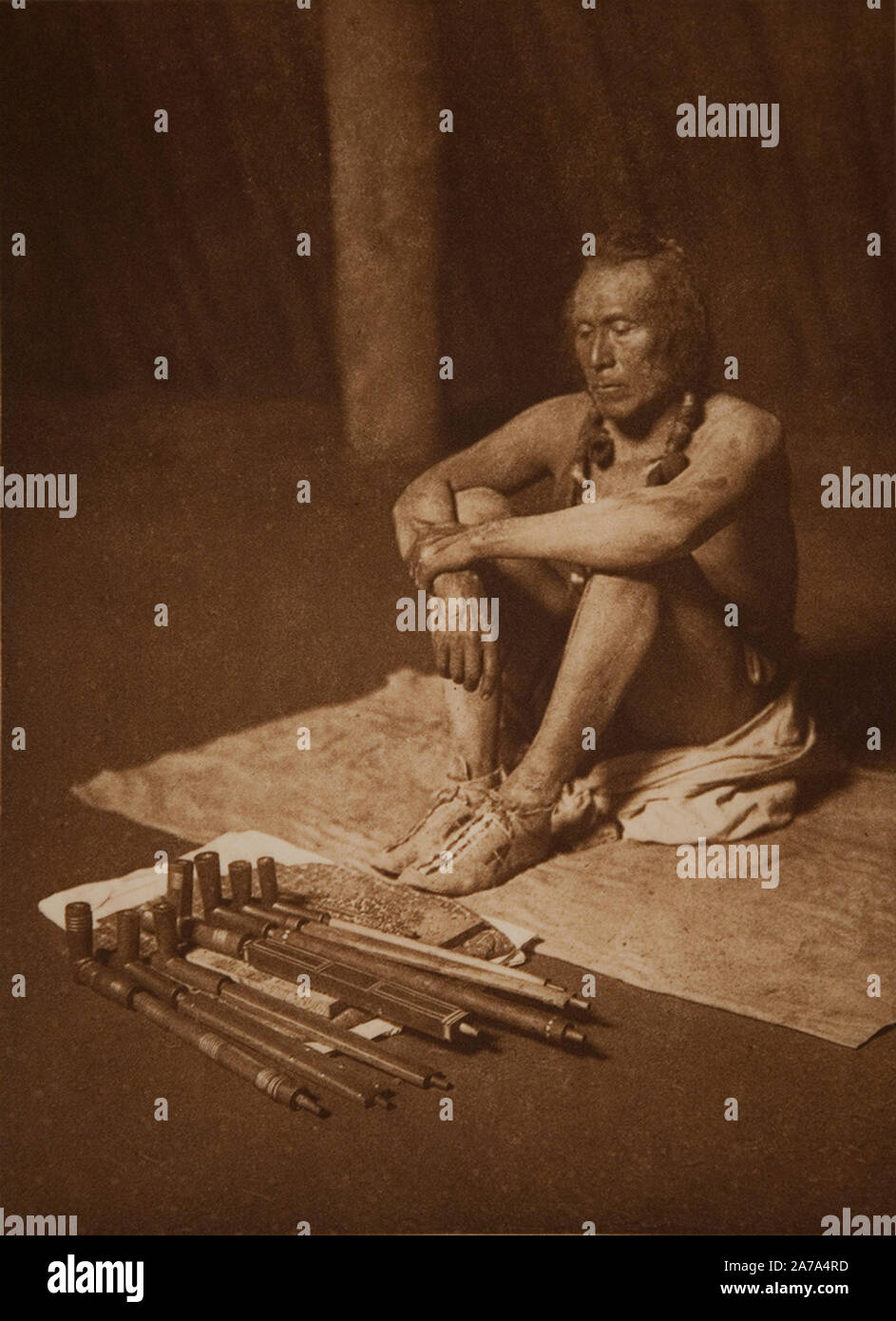 Vintage native American red skinned indian portrait from the old ...