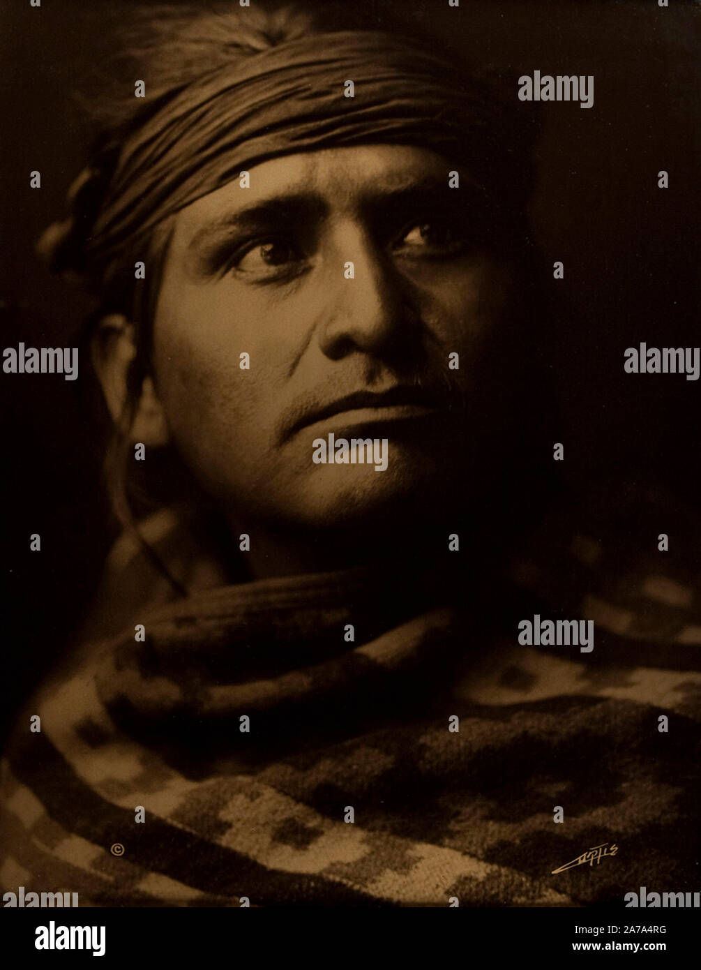 Vintage native American red skinned indian portrait from the old ...